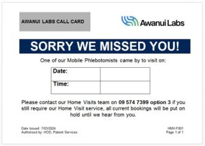 Home-visit service - Awanui Labs - Auckland